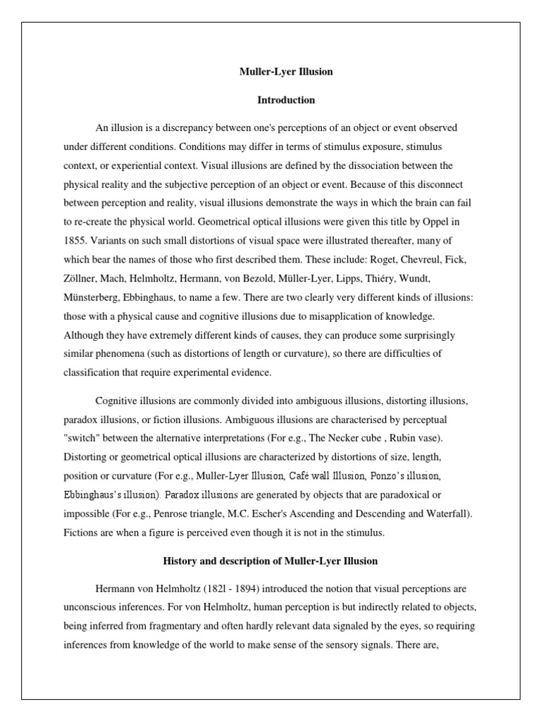 Muller Lyer | PDF | Experimental Psychology | Subjective Experience