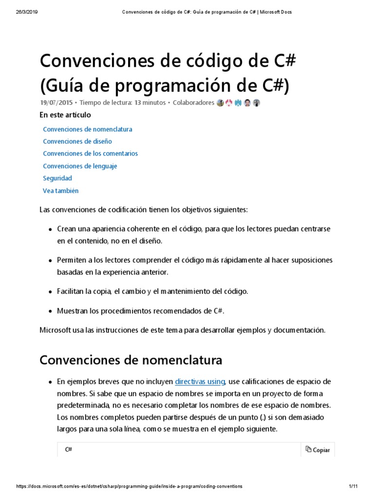 Convenciones De Código De C Guía De Programación De C Microsoft