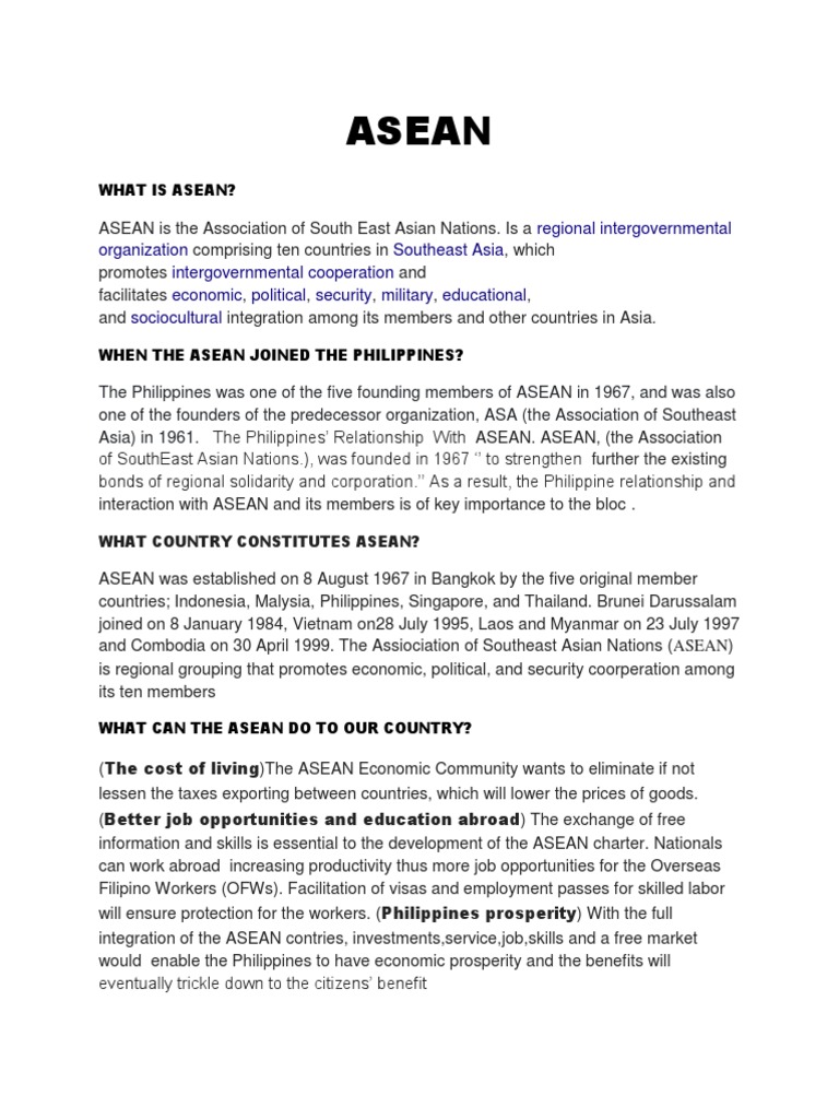 ASEAN | PDF | Association Of Southeast Asian Nations | Southeast Asia