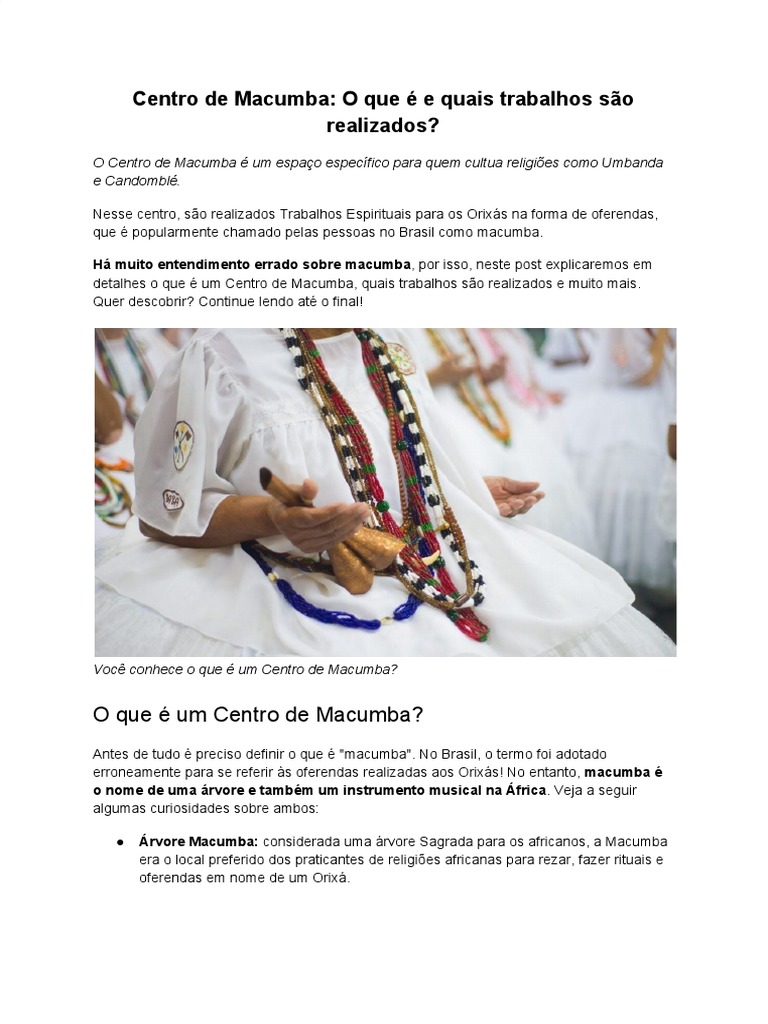Centro de Macumba: Trabalhos e Significado | PDF | Espírito | Religião ...