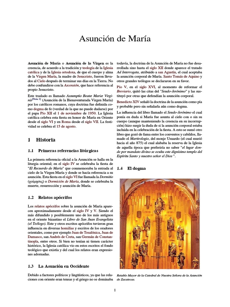 Asunción de María: Historia y Celebraciones | PDF | Iglesia Católica | Papa