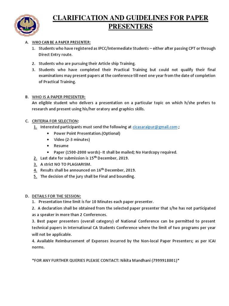 Guidelines For Paper Presenter | PDF