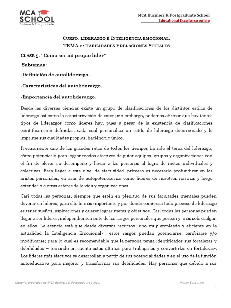 Cómo Ser Mi Propio Líder | PDF | Liderazgo | Las emociones