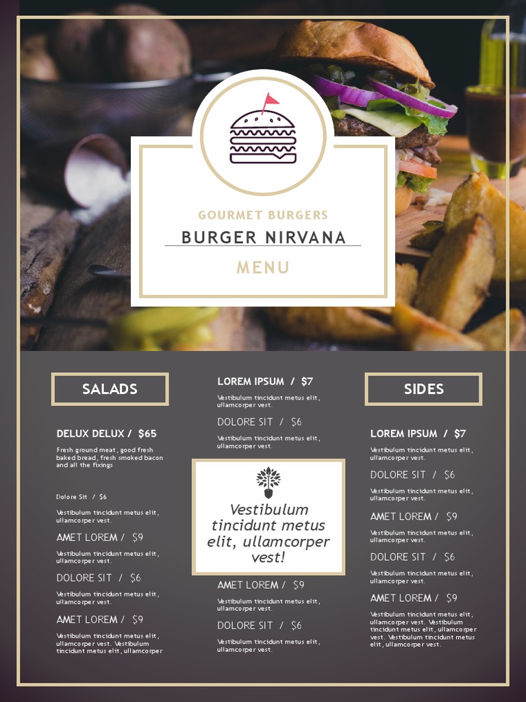 Metus Gourmet Burger Menu | PDF | Food And Drink Preparation | Meat