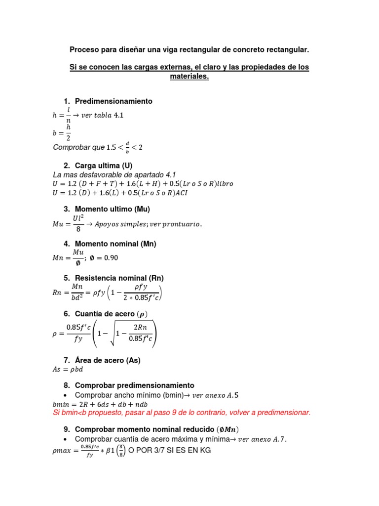 Proceso para Diseñar Una Viga Rectangular de Concreto Rectangular | PDF ...