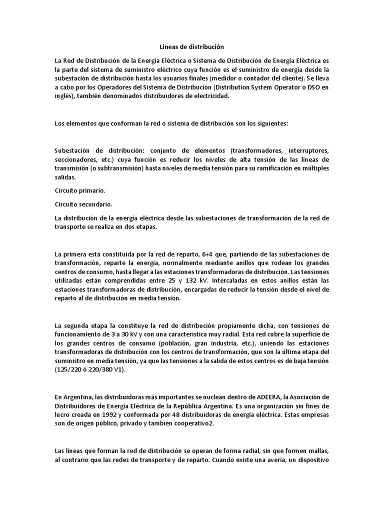 Lineas de Distribucion | PDF | Distribución de energía eléctrica ...