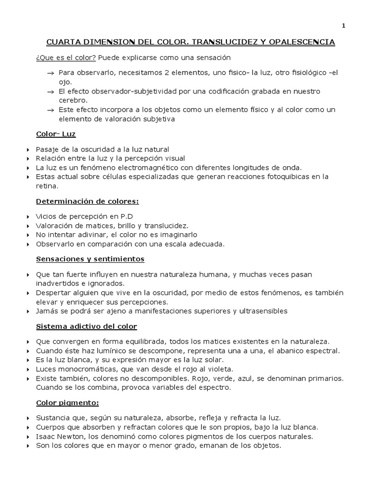4ta Dimension Del Color 1 | PDF | Color | Ligero