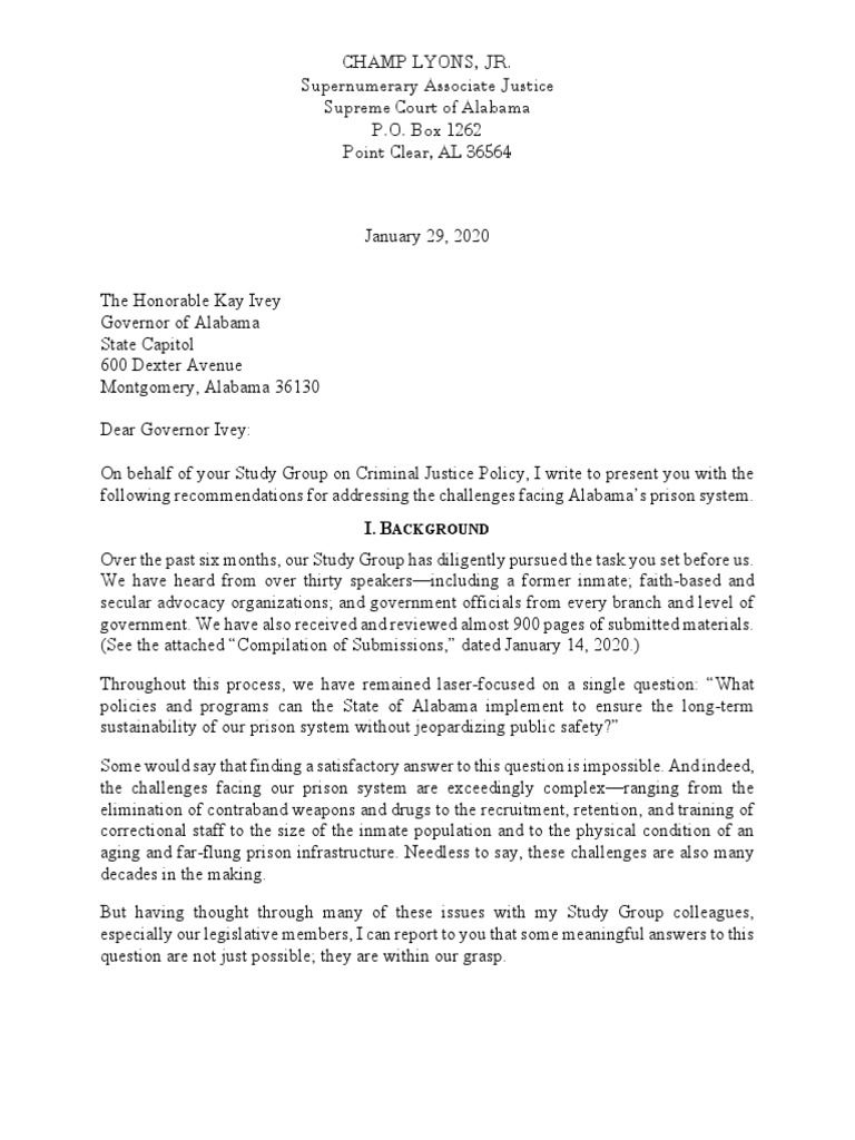 Criminal Justice Study Group Letter of Recommendations | Recidivism ...