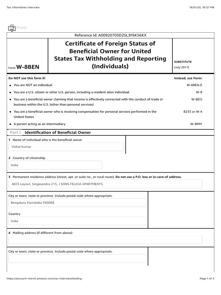 Amazon Merch Tax Information Interview PDF | PDF | Tax Treaty ...