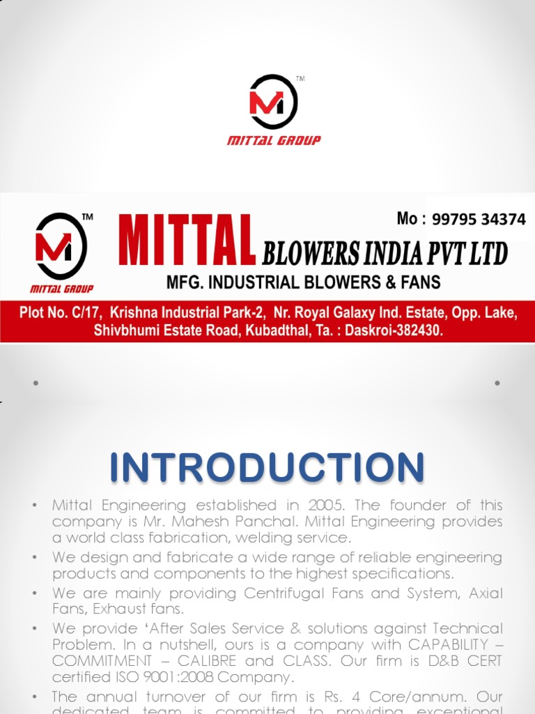 Profile-Mittal Blowers India PVT LTD | PDF