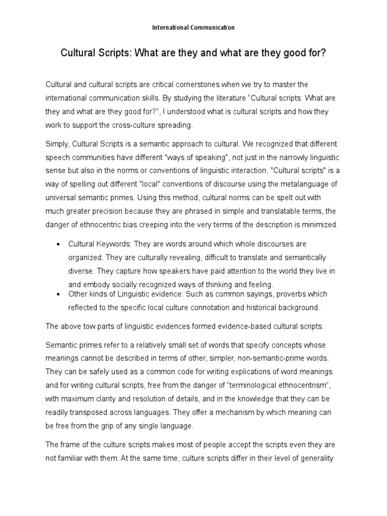 Culture Script Summary | PDF | Culture (General)