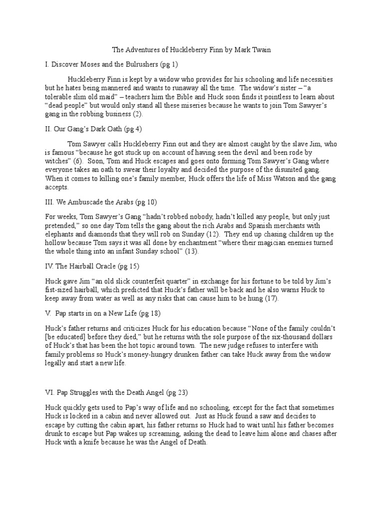 Huckleberry Finn Chapter Summaries | PDF | Adventures Of Huckleberry ...