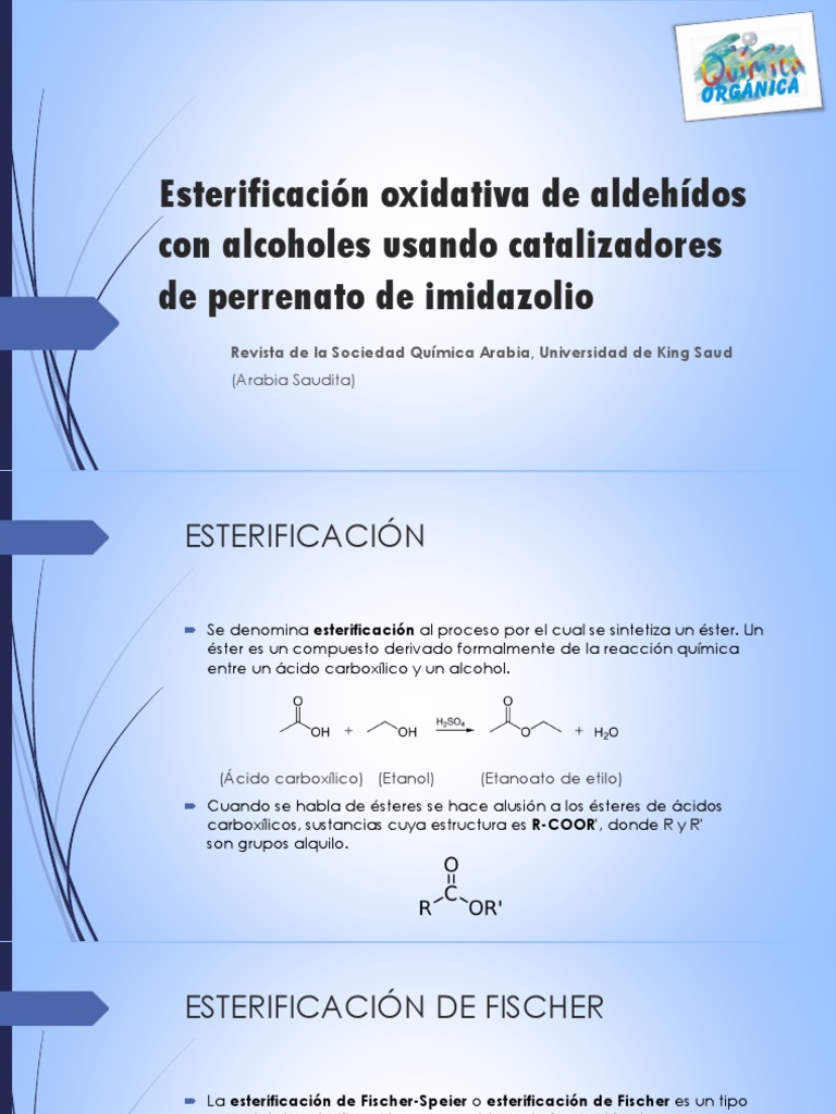 Esterificación Oxidativa De Aldehídos Con Alcoholes Usando Catalizadores Pdf Ester Alcohol