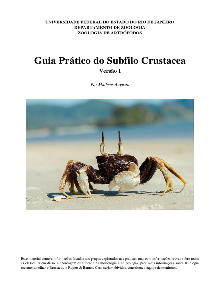 Guia Prático Do Subfilo Crustacea - Versão 1 | PDF | Crustáceo | Artrópodes