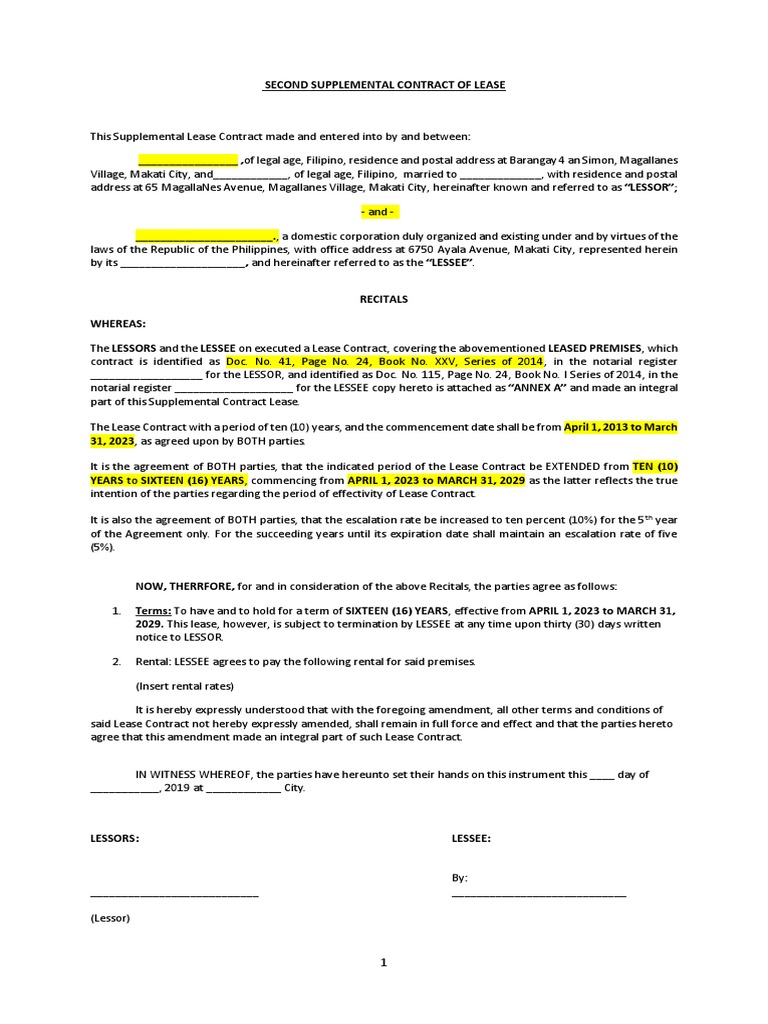 Addendum - Template | PDF | Legal Documents | Lease