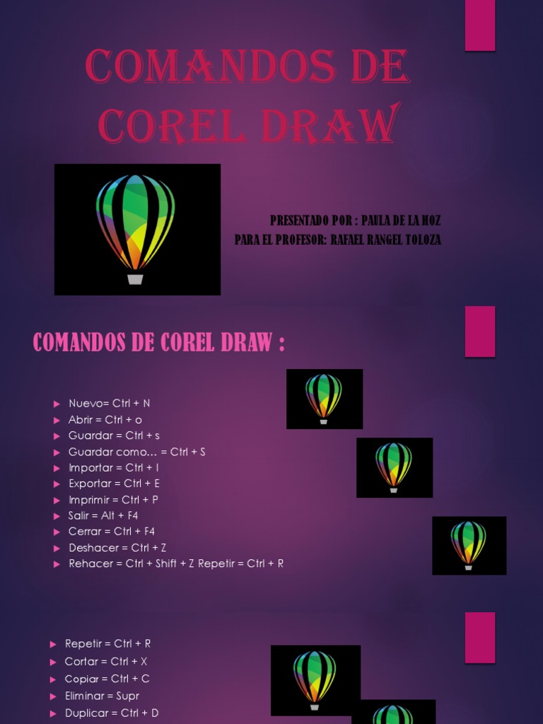 Comandos de Corel Draw | PDF | Informática y tecnología de la información