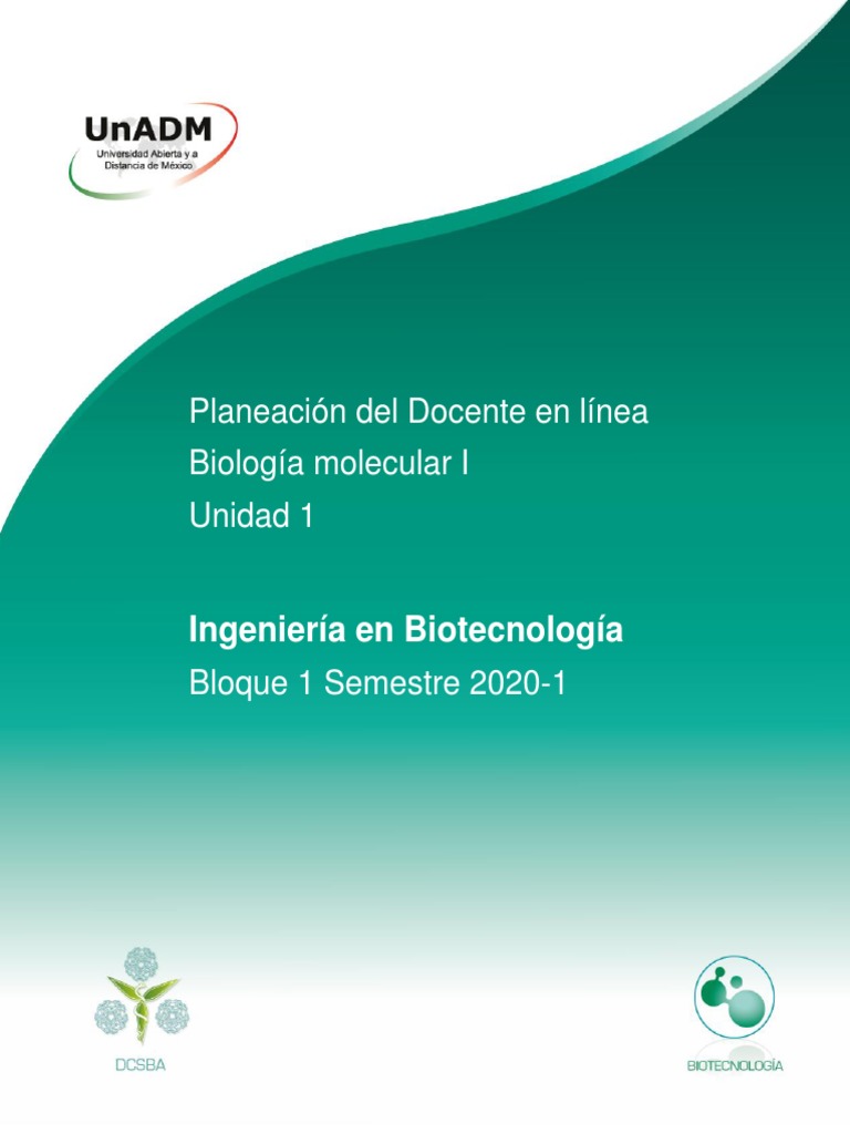 Planeación BBM1 U1 2020-1 | PDF | Replicación De Adn | Adn