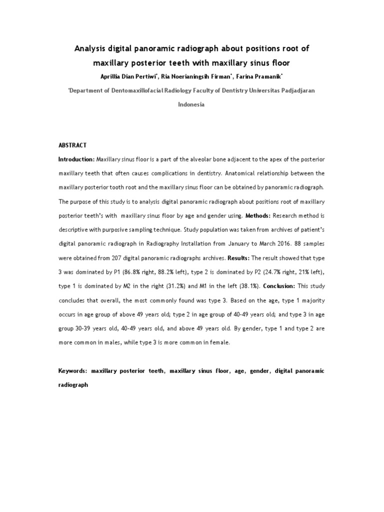 Jurnal Sinus Approximation | PDF | Human Tooth | Dentistry Branches