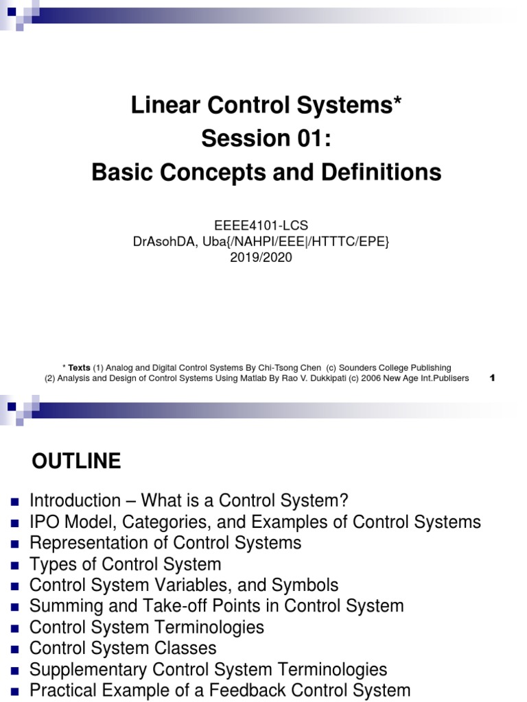 EEEE4105-PPT01-Linear Control Systems-V01 PDF | Download Free PDF ...
