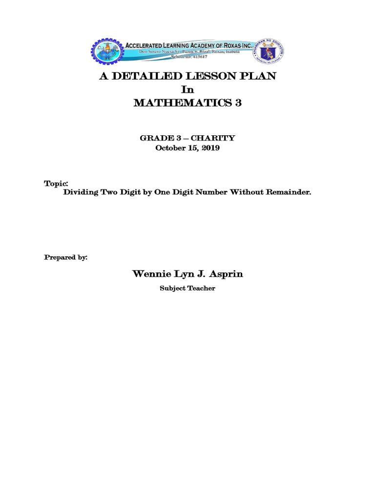 Detailed Lesson Plan in Mathematics 4 | PDF | Santa Claus | Division ...