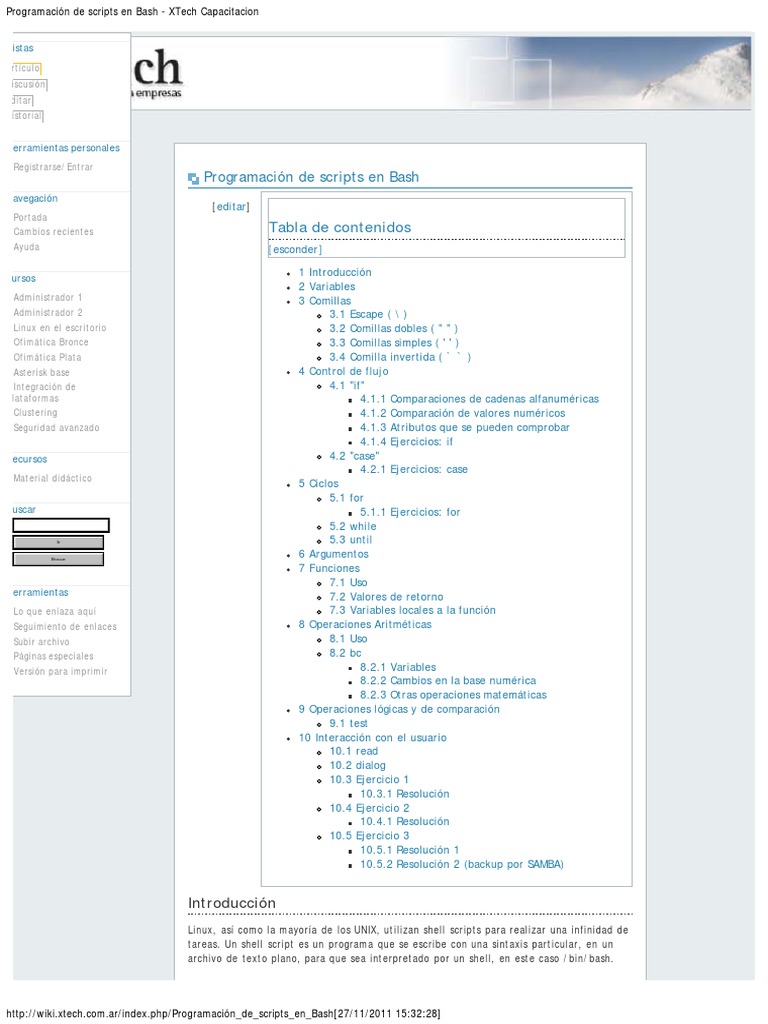 Programación de Scripts en Bash - XTech Capacitacion PDF | PDF ...