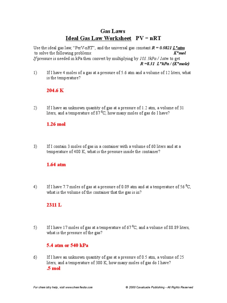 Science Quest Reviewer Gas Laws | PDF | Gases | Mole (Unit)