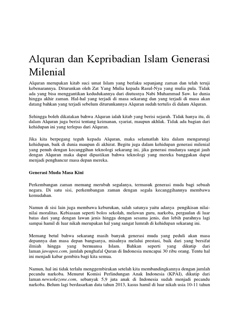 Alquran dan Generasi Milenial | PDF | Ilmu Sosial