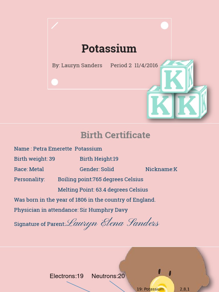 Element Baby Book Project | PDF | Potassium | Diet & Nutrition