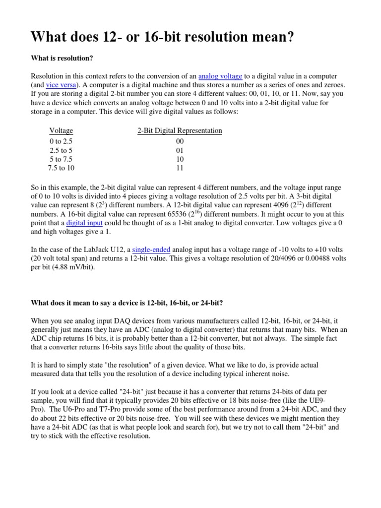 What Does 12 - or 16-Bit Resolution Mean-2018 | PDF | Analog To Digital ...
