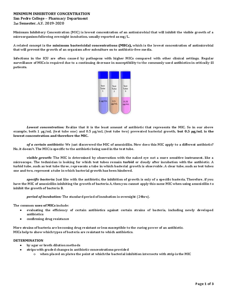 Minimum Inhibitory Concentration | PDF | Clinical Pathology | Microbiology