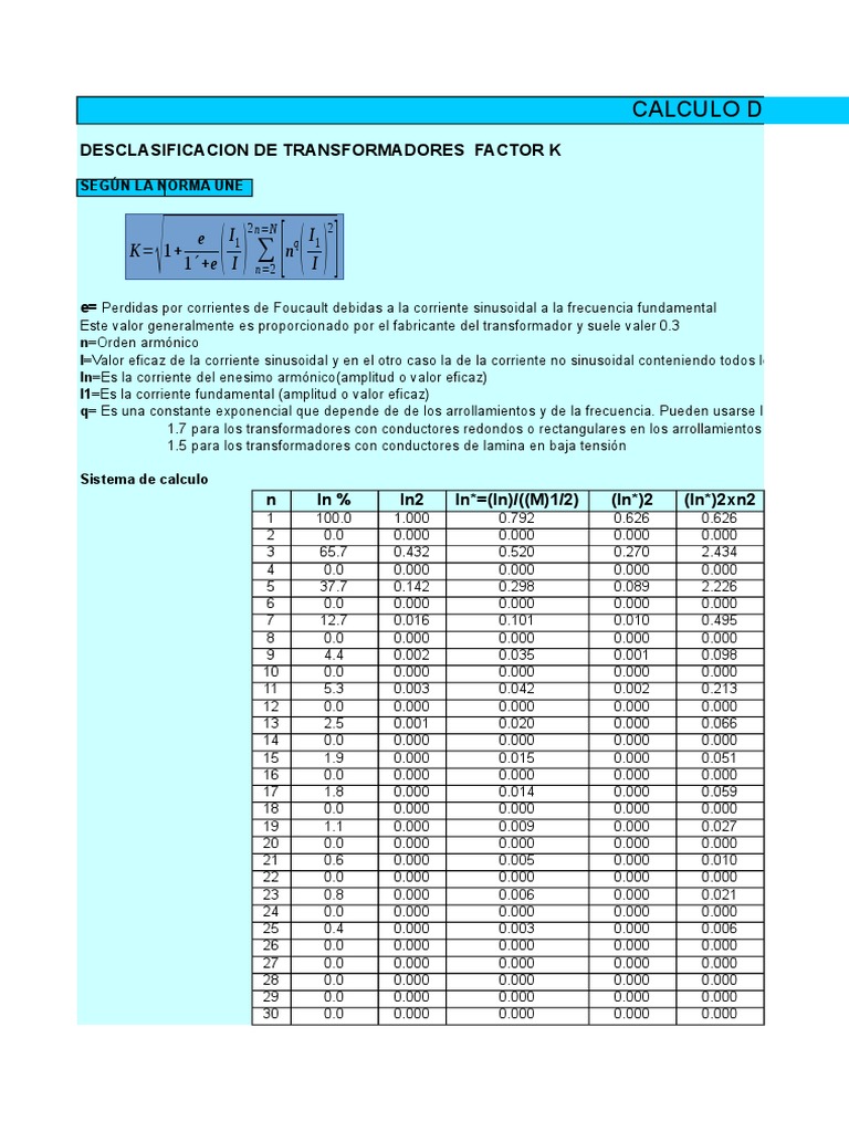 Calculo Del Factor K | PDF | Transformador | Electrónica