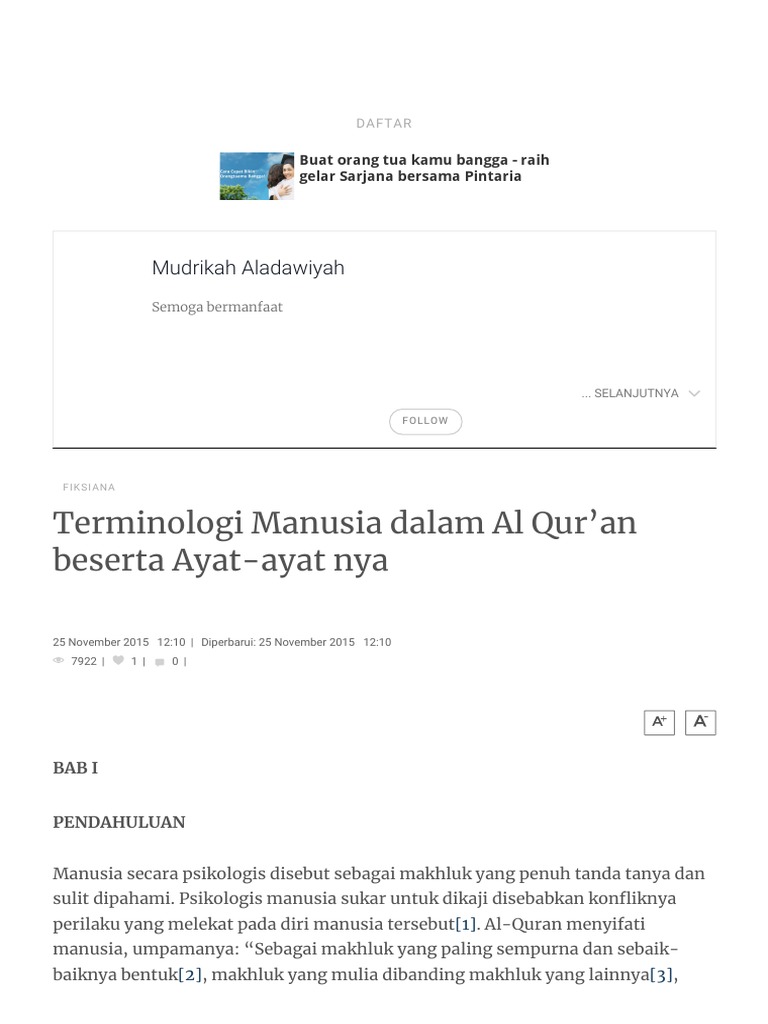 Terminologi Manusia Dalam Al Qur'an Beserta Ayat-Ayat Nya Halaman All ...