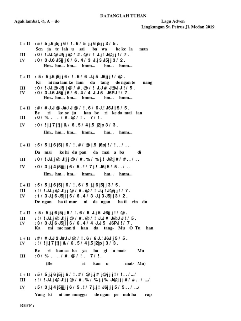 DATANGLAH TUHAN Koor | PDF