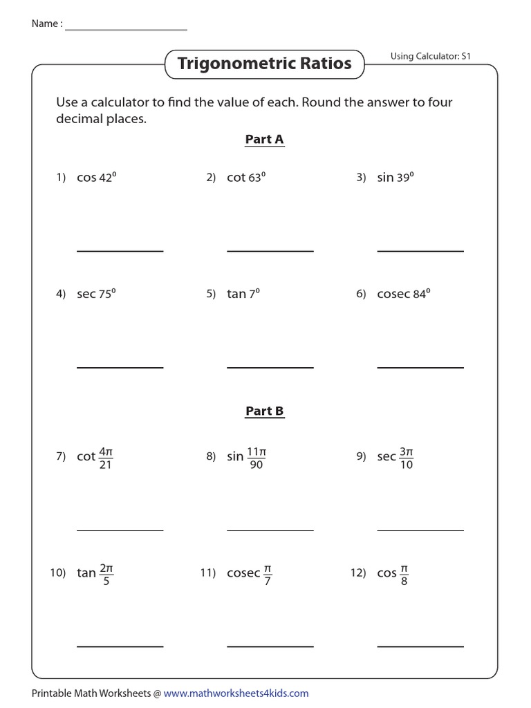 Grade 9 Trigonometry Worksheet | PDF