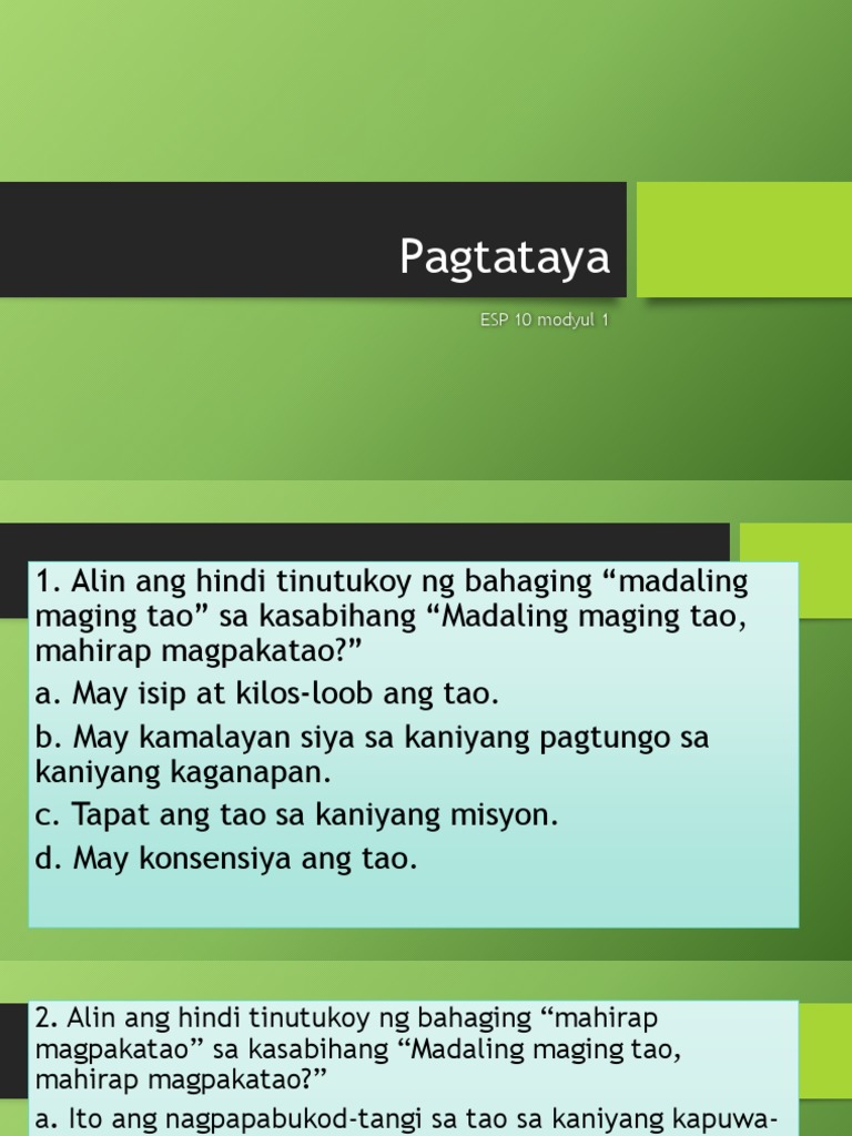 Pagtataya Esp10 Module 1 | PDF