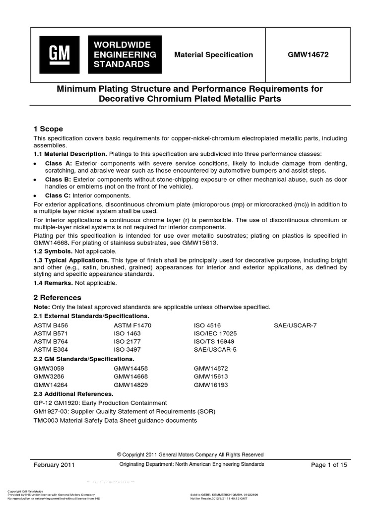 GMW14672 ProfileID - 000070128 | PDF | Materials | Chemical Substances