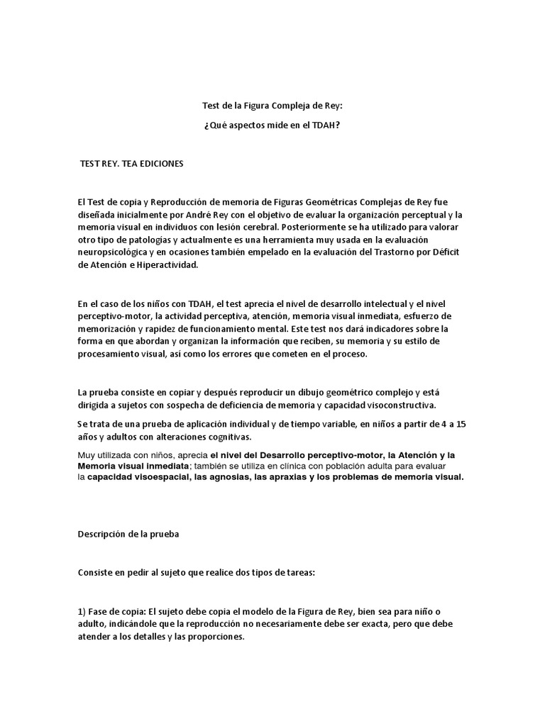 Test de La Figura Compleja de Rey | PDF | Memoria | Desorden ...