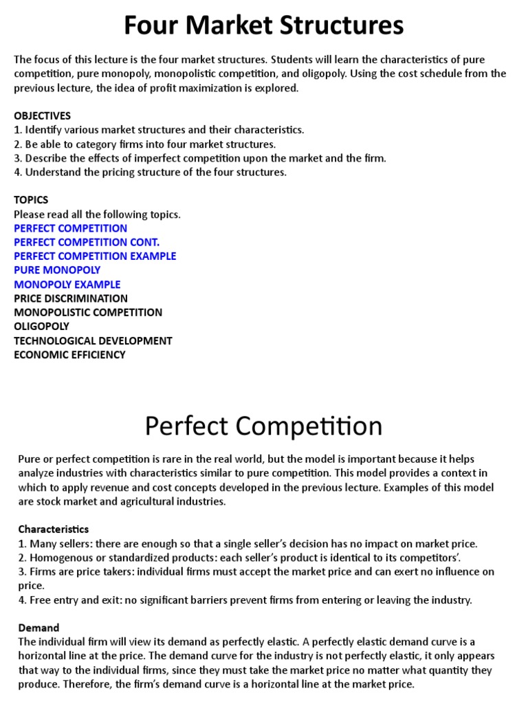 Four Market Structure | PDF | Monopoly | Perfect Competition