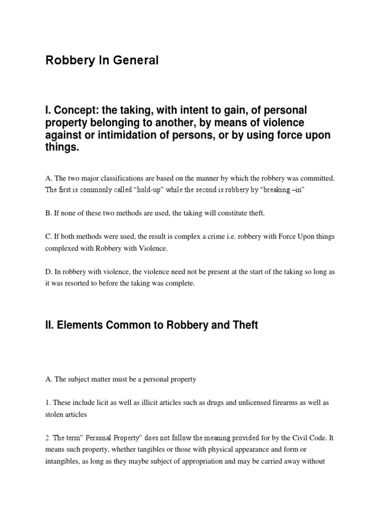 Robbery in General Case | PDF | Theft | Robbery
