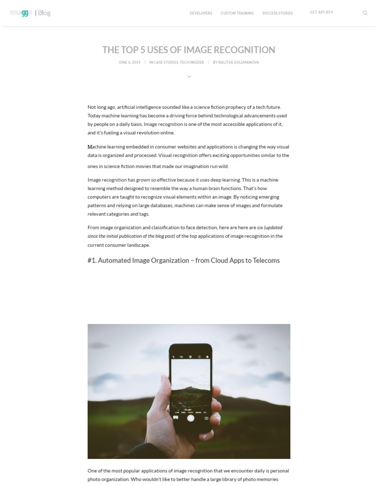 The Top 5 Uses of Image Recognition - Imagga Blog | PDF | Computer ...