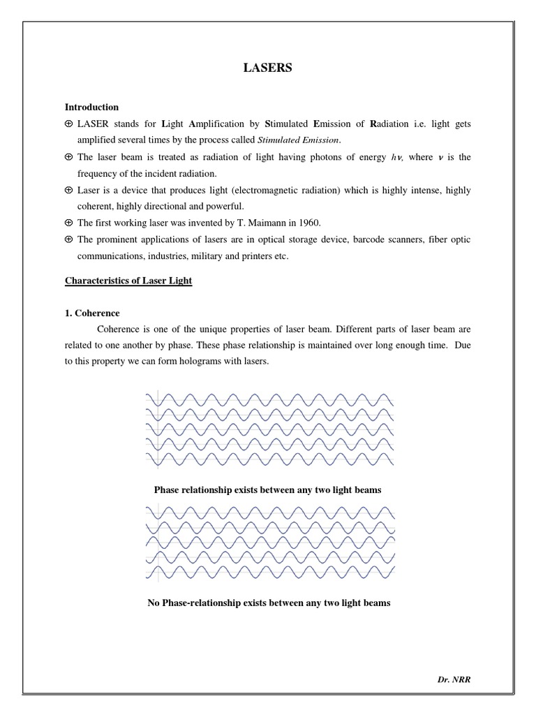Laser PDF | Download Free PDF | Laser | Emission Spectrum