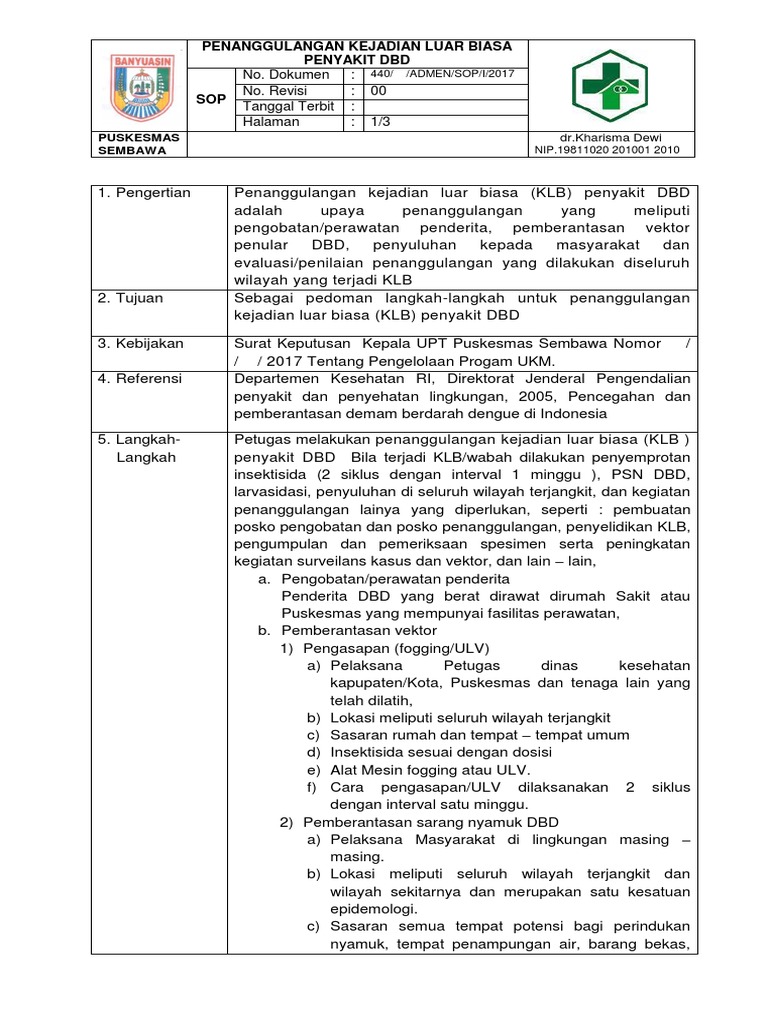 Sop KLB DBD | PDF