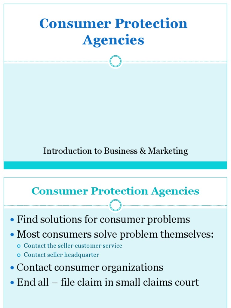 Overview of Consumer Protection Agencies | PDF | Food And Drug ...