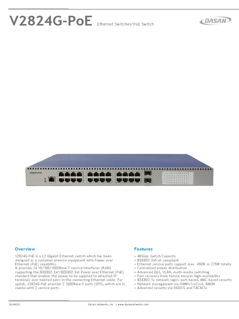 V2824G-PoE: An Overview of a 24-Port Gigabit Ethernet PoE Switch with ...