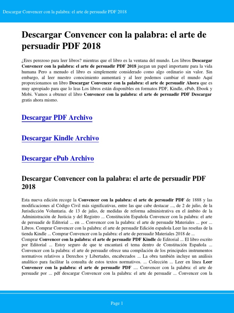 Convencer con la palabra: PDF 2018 | PDF | Publicación | Amazon Kindle