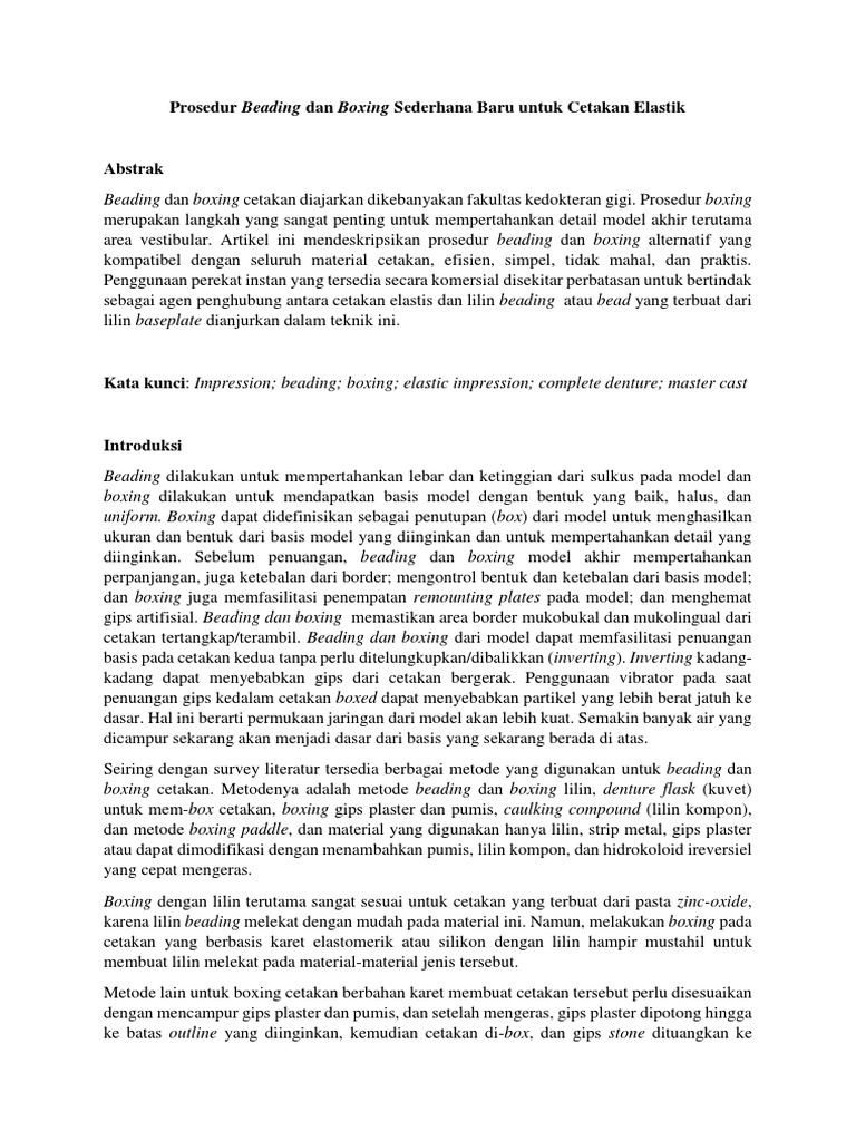 Prosedur Beading Dan Boxing Sederhana Baru Untuk Cetakan Elastik | PDF