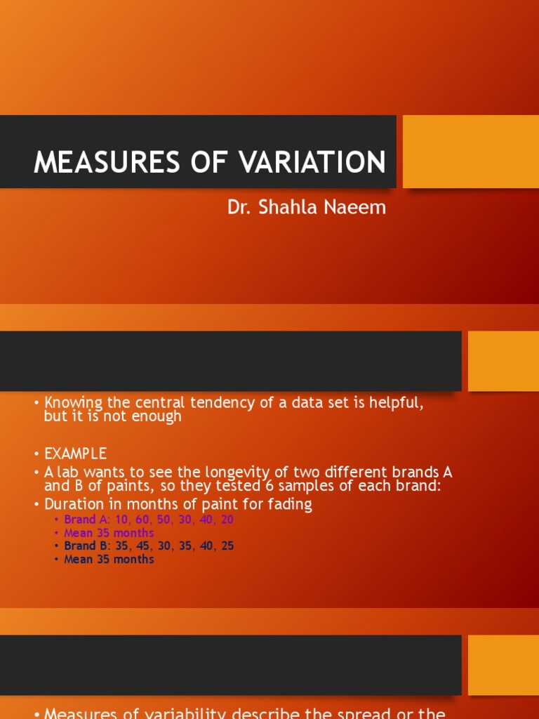 Measures of Variation | PDF | Mode (Statistics) | Skewness