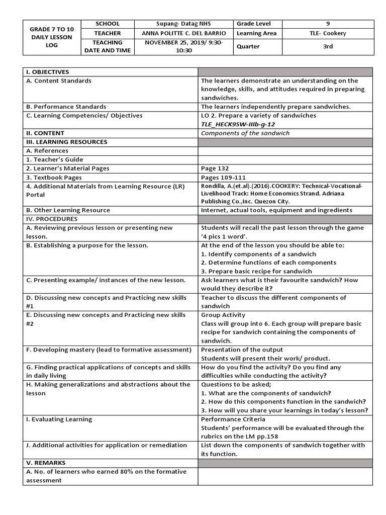 DLP Cot1 | PDF | Rubric (Academic) | Teaching