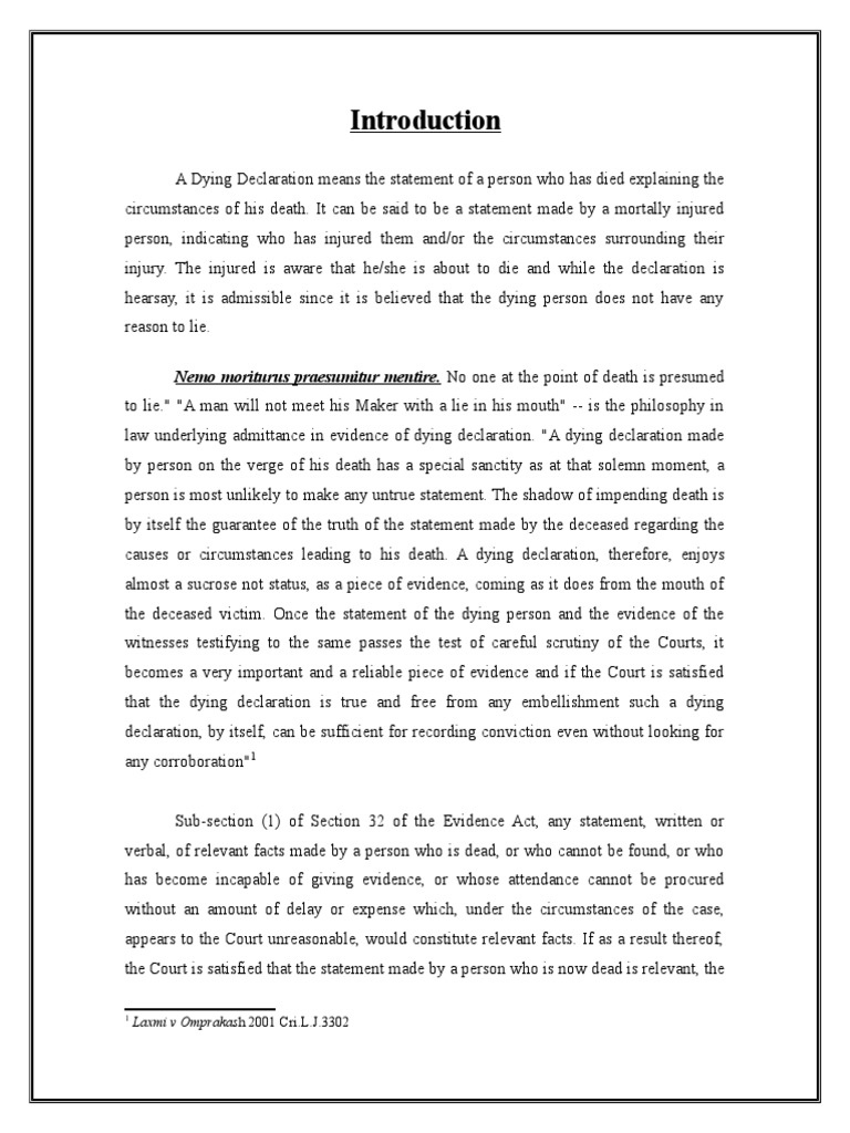 Dying Declaration | PDF | Hearsay | Witness