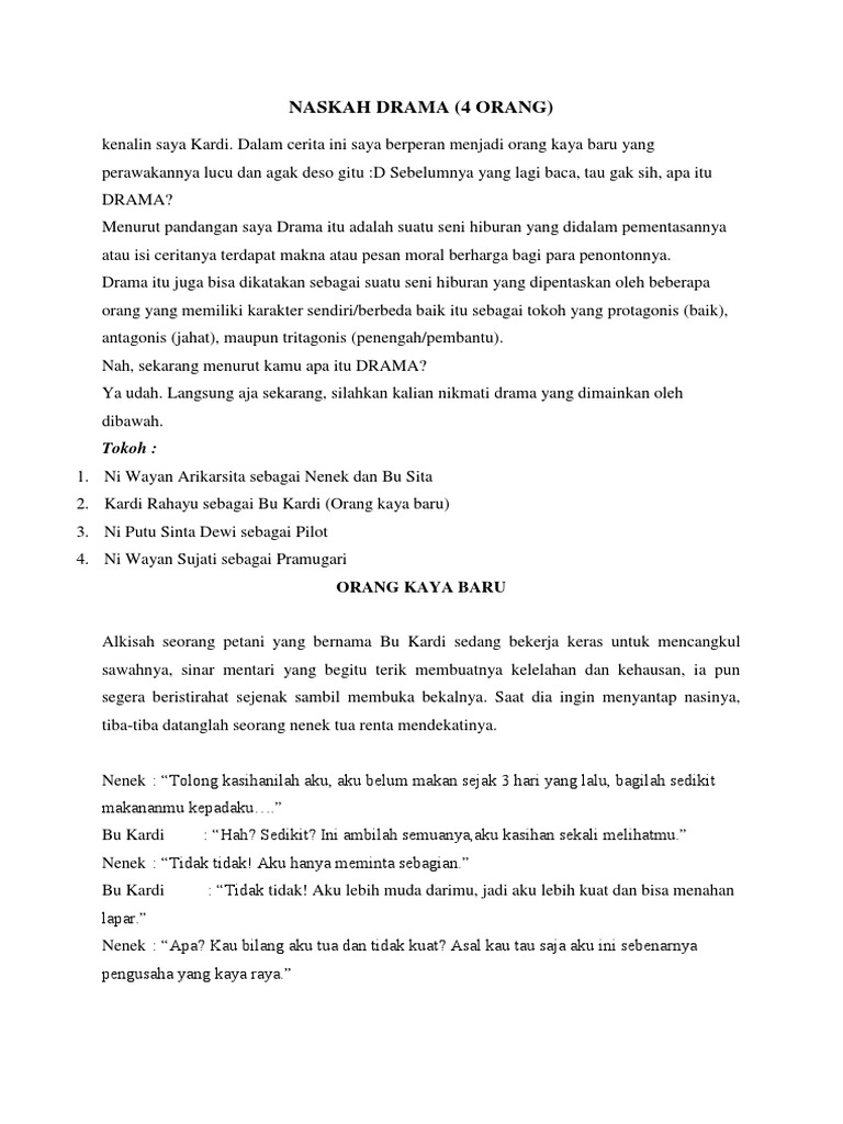 NASKAH DRAMA 4 Orang Okke | PDF